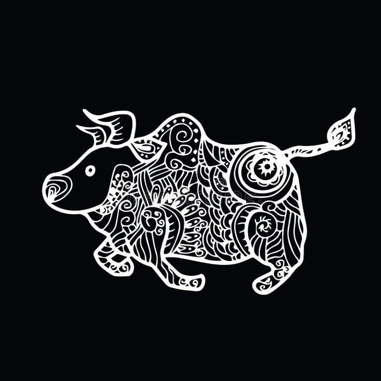 Cow chalk stock vector. Illustration of chalk, doodle - 53251152