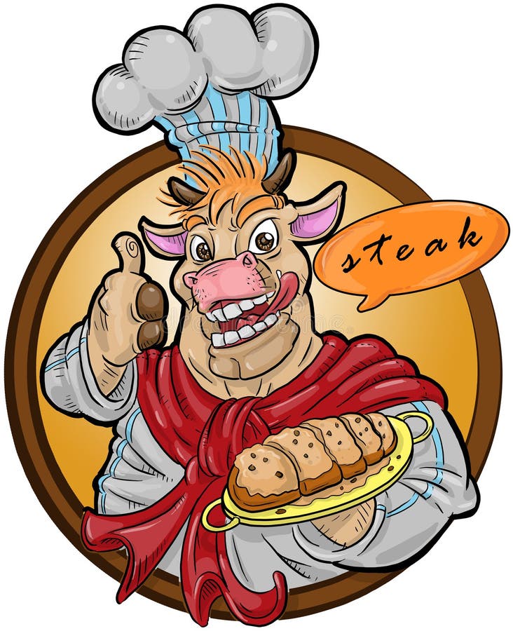 Cow chef stock illustration. Illustration of dish, menu - 20879510