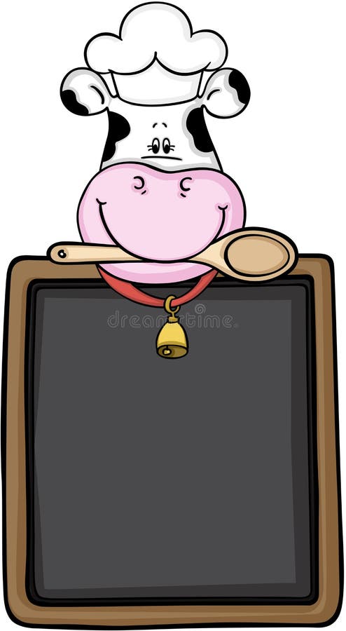 Cow Chef Cook with a Blackboard Menu Stock Vector - Illustration of ...