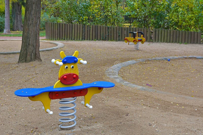 Children`s Swing on the Playground Stock Image - Image of playful ...