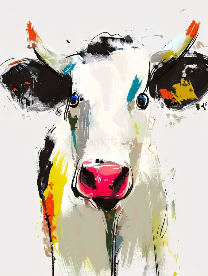 A Cow with a Colorful Face and Horns Stock Photo - Image of colorful ...