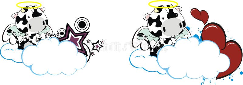 Cow Cute Cartoon Angel Copyspace Stock Illustration - Illustration of ...