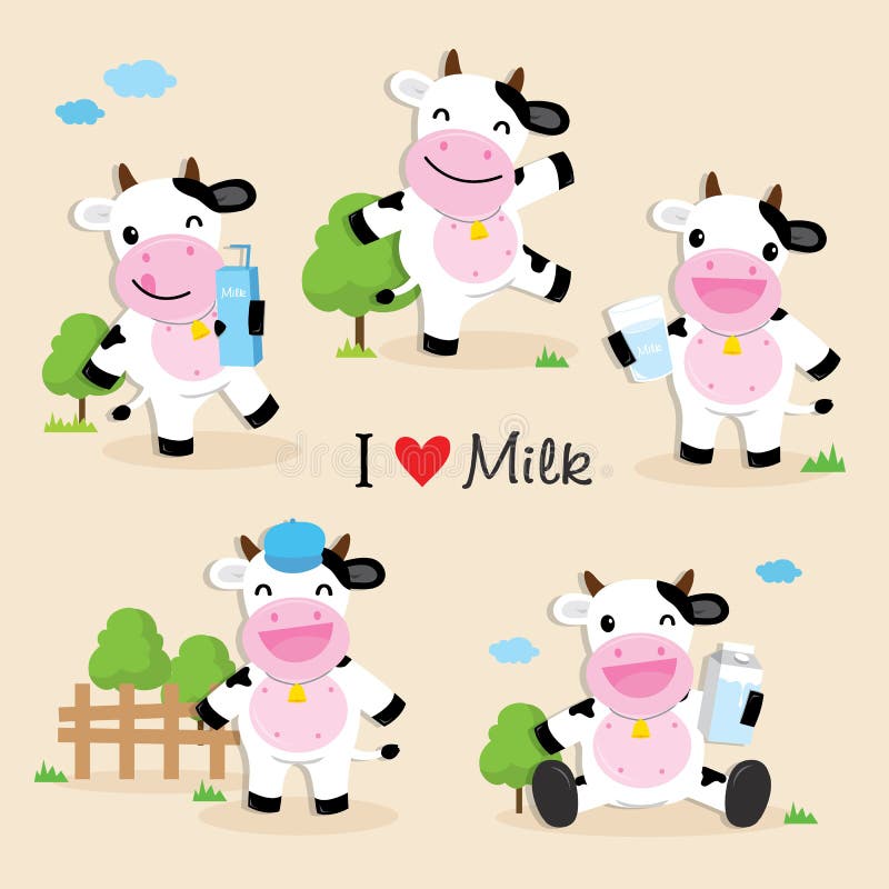 Cow Cute Character Cartoon Design Vector Stock Vector - Illustration of ...
