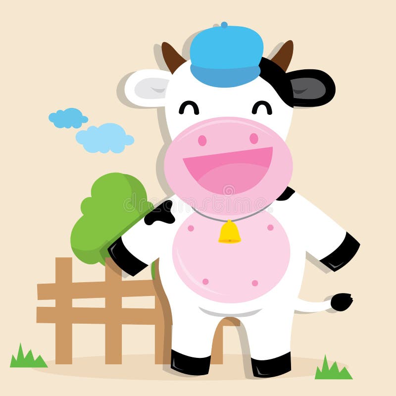 Cow Cute Character Cartoon Design Vector Stock Vector - Illustration of ...