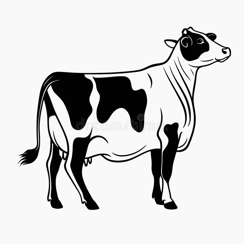 A Cow, Depicted in a Black and White Color Scheme. 109 Stock ...