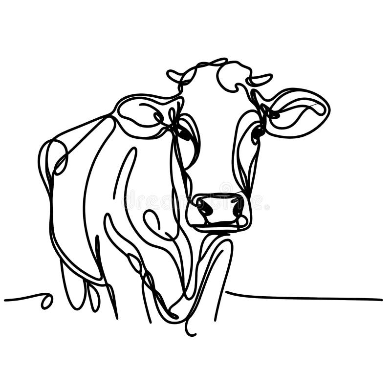 A Cow is Depicted through a Minimalist and Abstract Line Drawing, Set ...