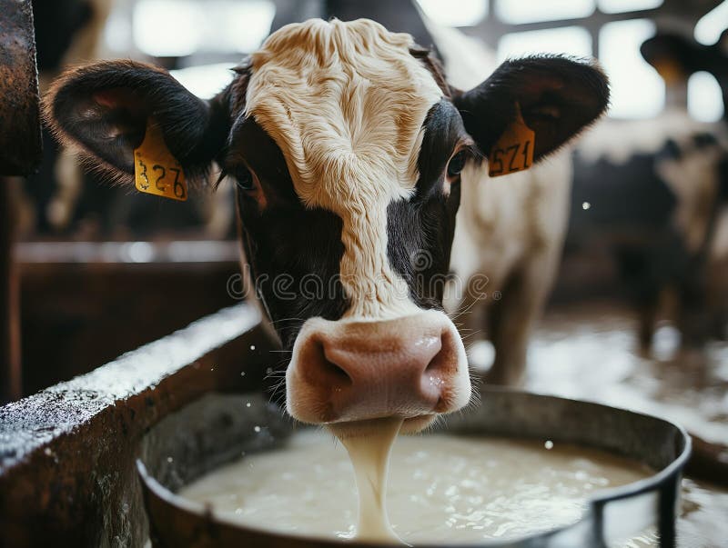 Cow Drinking Water in a Trough Rustic Setting Natural Light Muted ...
