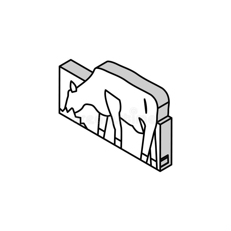 Cow Eating Grass Isometric Icon Vector Illustration Stock Vector ...