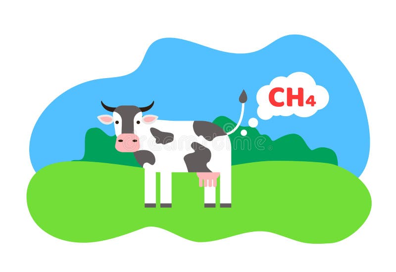 Cow Emits Methane Ch4 Global Ecology Problem Concept Stock Vector ...