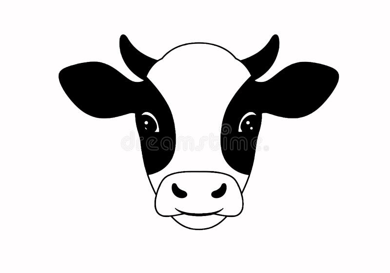 Cow Face Clip Art Black and White. Stock Illustration - Illustration of ...