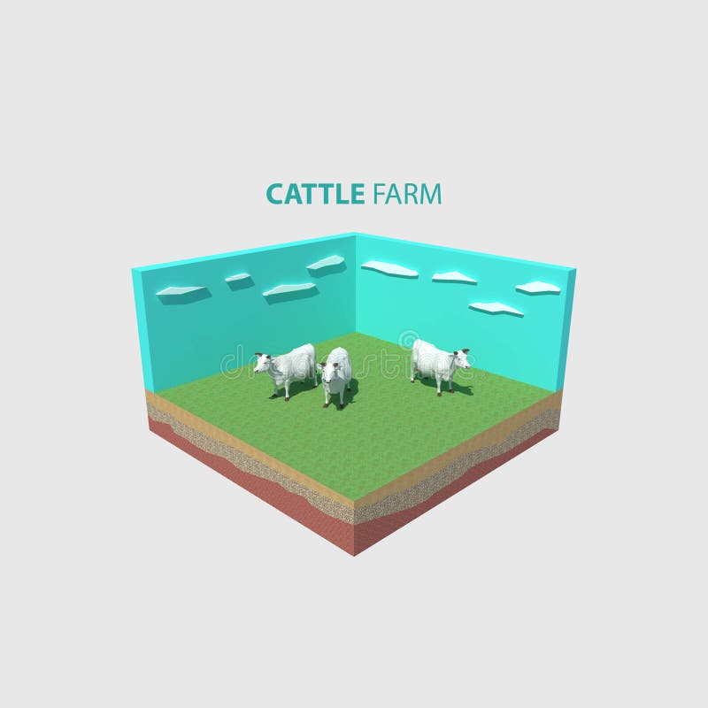 Cow farm isometric design stock illustration. Illustration of grazing ...
