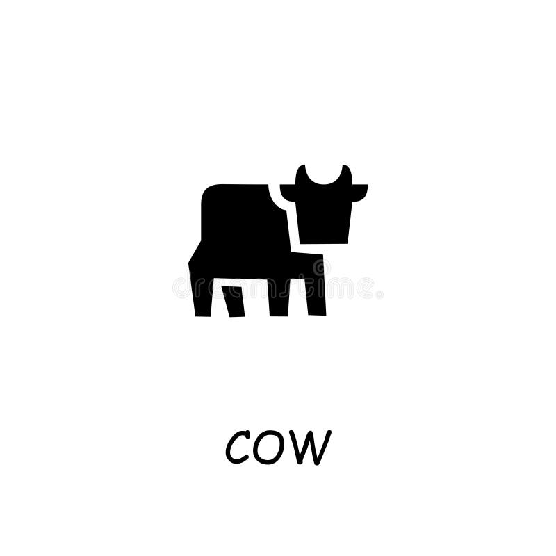 Cow flat vector icon stock illustration. Illustration of eating - 178921076