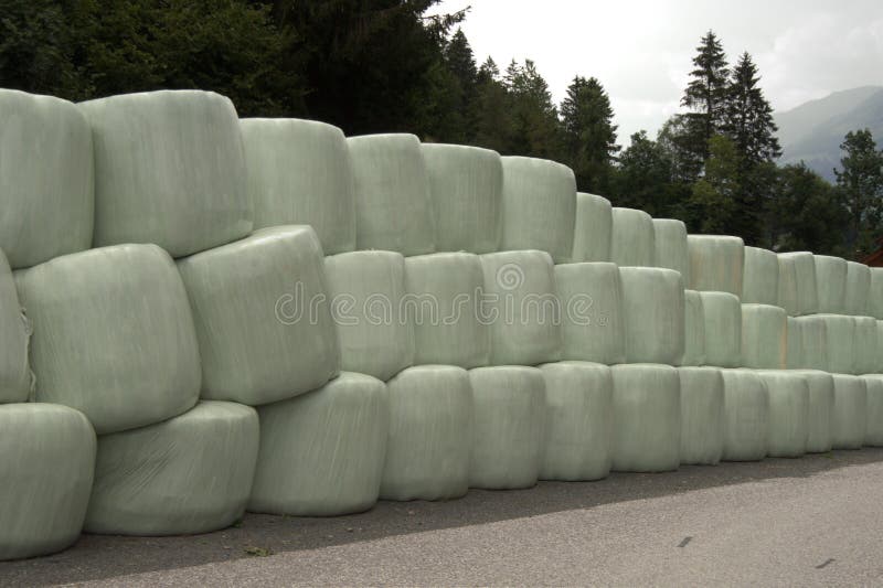 Haystack Big Bales Packaging in Plastic Stock Image - Image of food ...