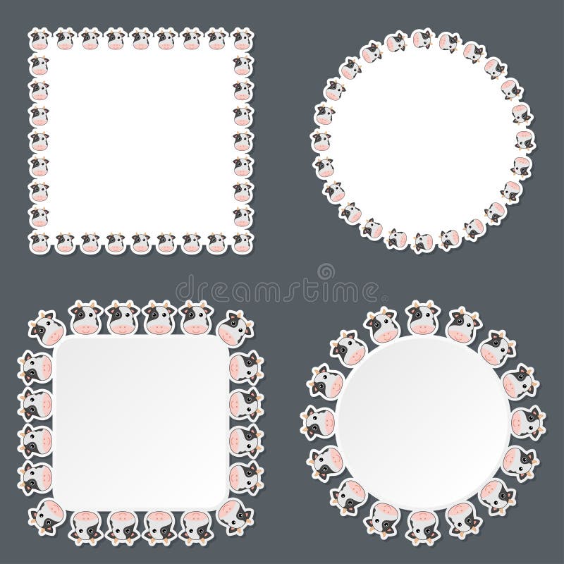 Cow with Frame for Banner, Poster, and Greeting Card Stock Vector ...