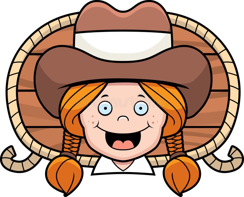 Cow Girl Rousse Avec Le Lasso Illustration De Vecteur Disolement Sur