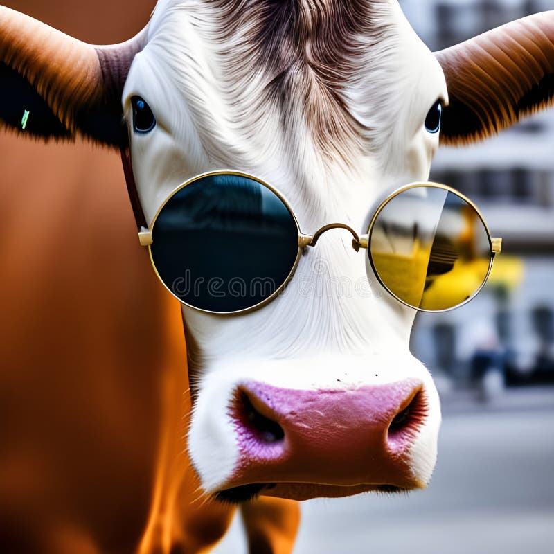 Cow with glasses stock illustration. Illustration of eyesight - 279609054