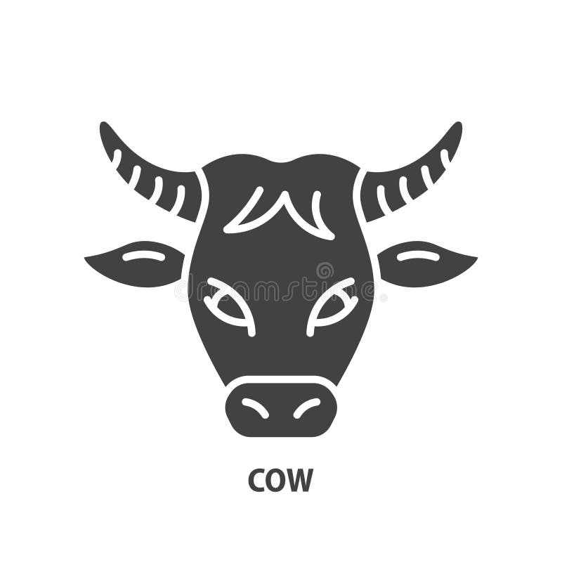 Cow Glyph Icon. Cattle Breeding Symbol Stock Vector - Illustration of ...