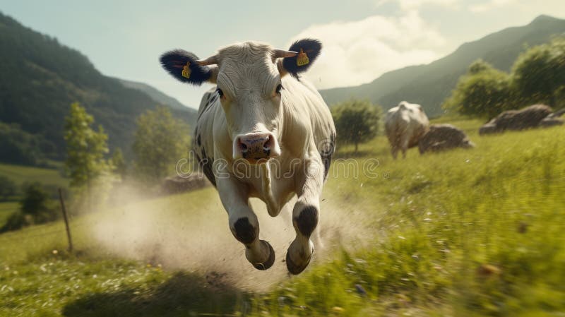Ultra Hd 8k Cinematic Cow Running Across Field in Unreal Engine 5 Style ...