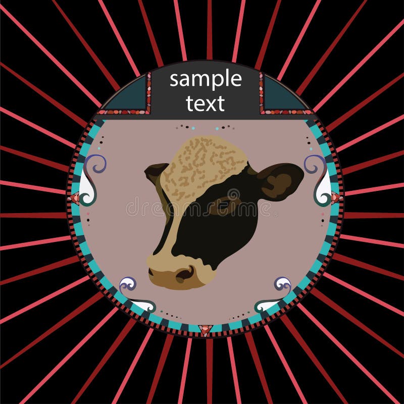 Cow Head Symbol In The Black Circle Stock Vector - Illustration of ...