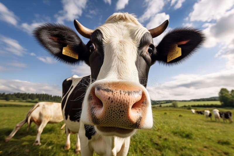 Cow Head Close Up on a Farm Stock Illustration - Illustration of funny ...