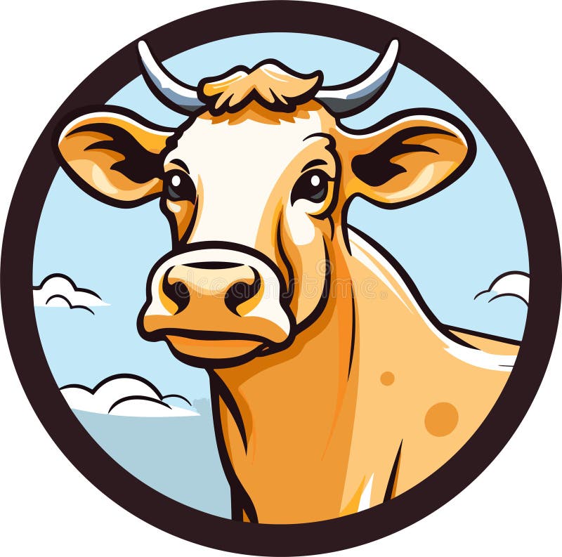 Cow Head Emblem Simple Logo Icon Label Template. Vector Stock Vector ...