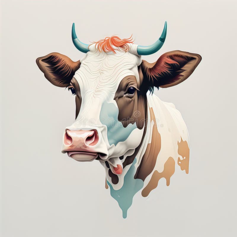 Cow Head. Isolated on White Background. Vector Illustration Stock ...