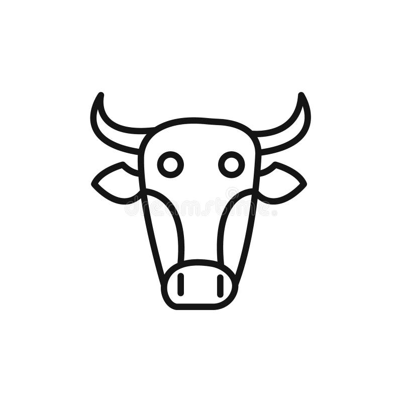 Cow Head Logo Sign Vector Outline Stock Vector - Illustration of mark ...