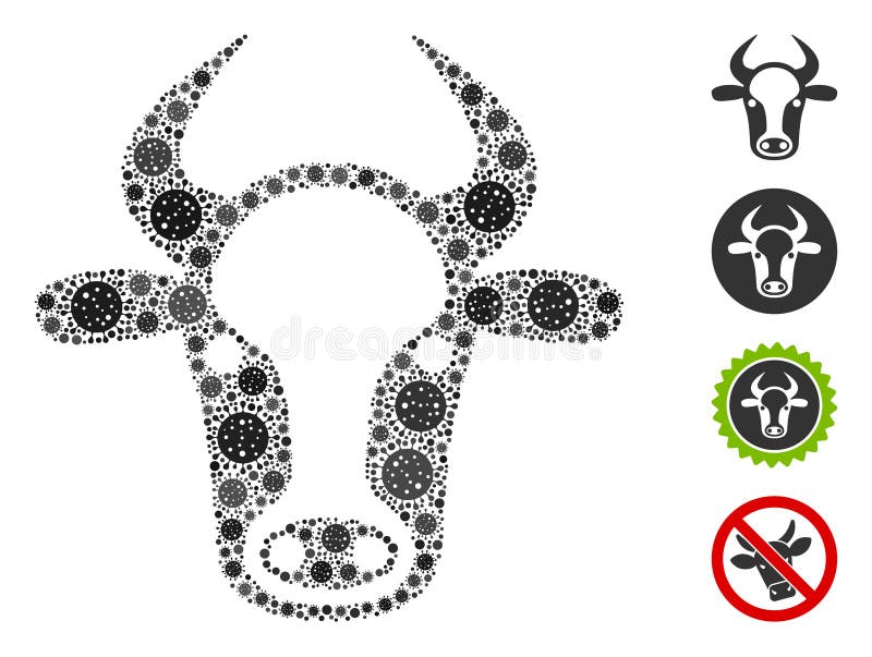 Cow Head Mosaic of CoronaVirus Elements Stock Illustration ...