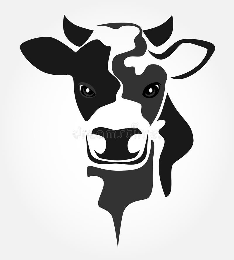 Cow Head Stylized Symbol, Cow Portrait.Silhouette Of Farm Animal Stock ...