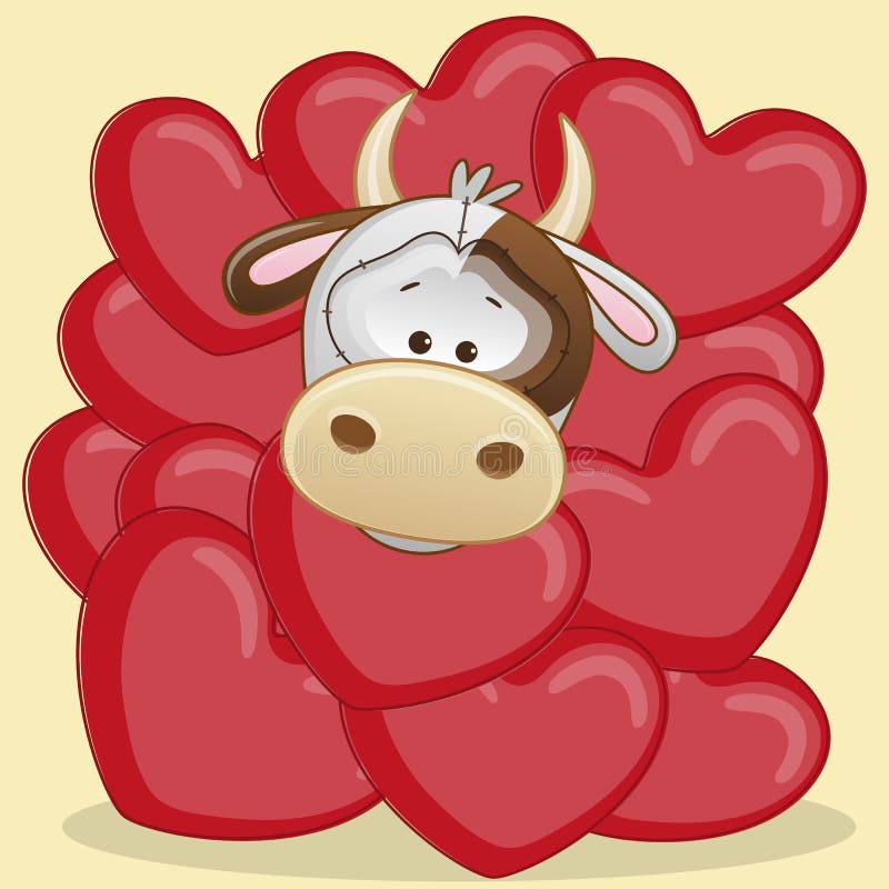 Cow in hearts stock vector. Illustration of painting - 42813062