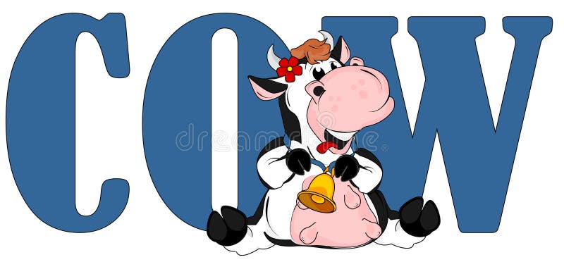 Cow and her name stock illustration. Illustration of funny - 184093115