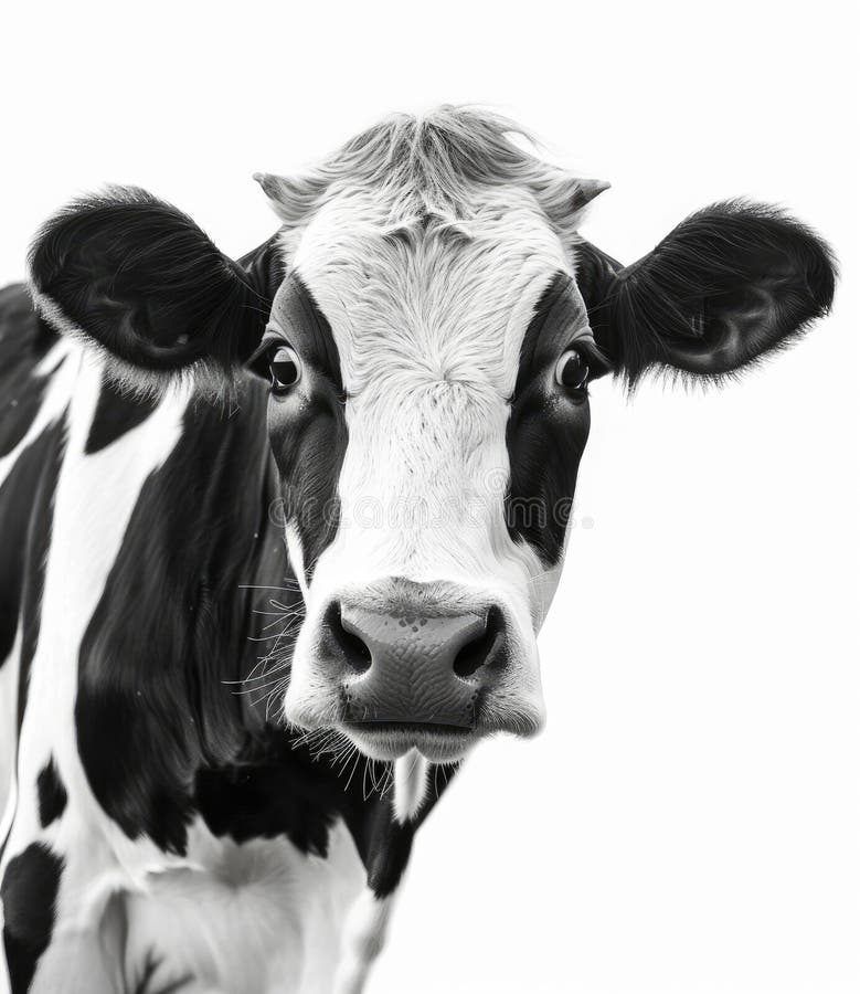 A Cow with Horns Looks at the Camera on a White Background Stock Photo ...