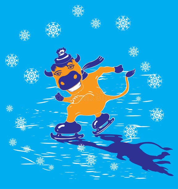Cow on ice stock vector. Illustration of artistic, background - 12107234