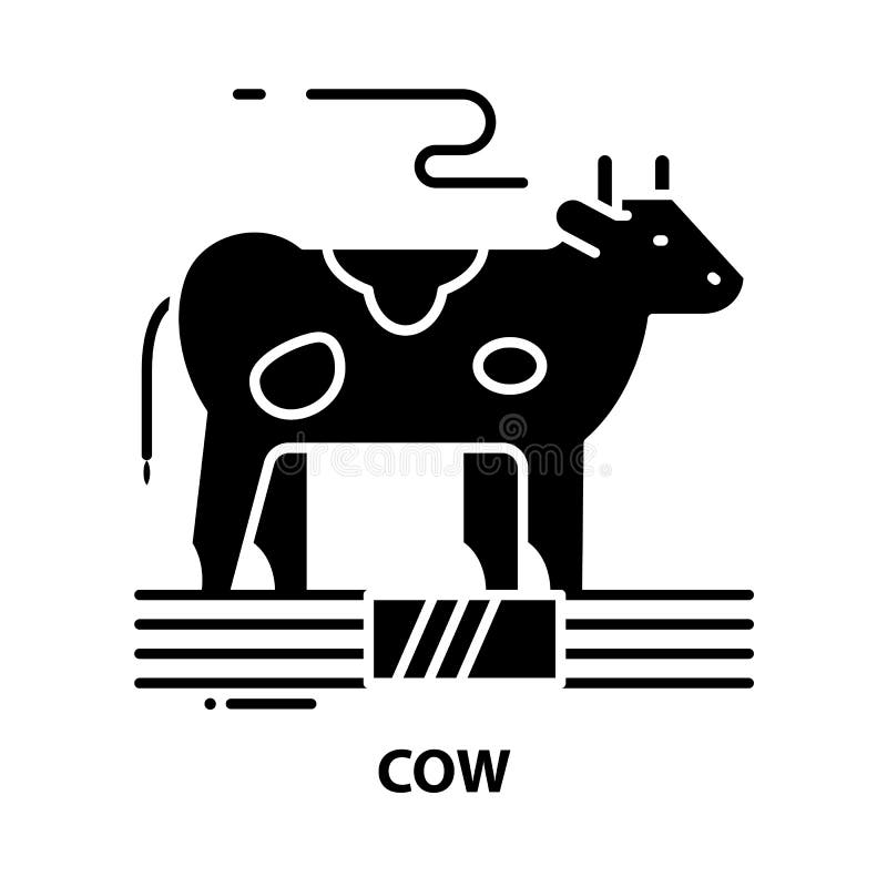 Cow Icon, Black Vector Sign with Editable Strokes, Concept Illustration ...