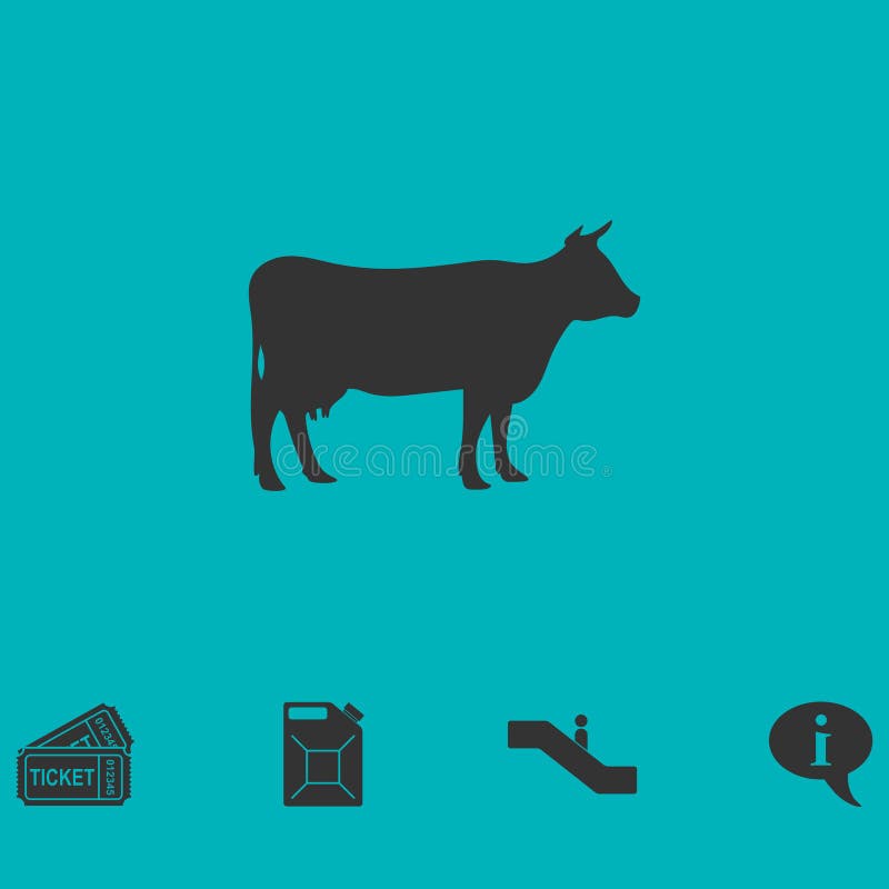 Cow icon flat stock vector. Illustration of meat, female - 137895262