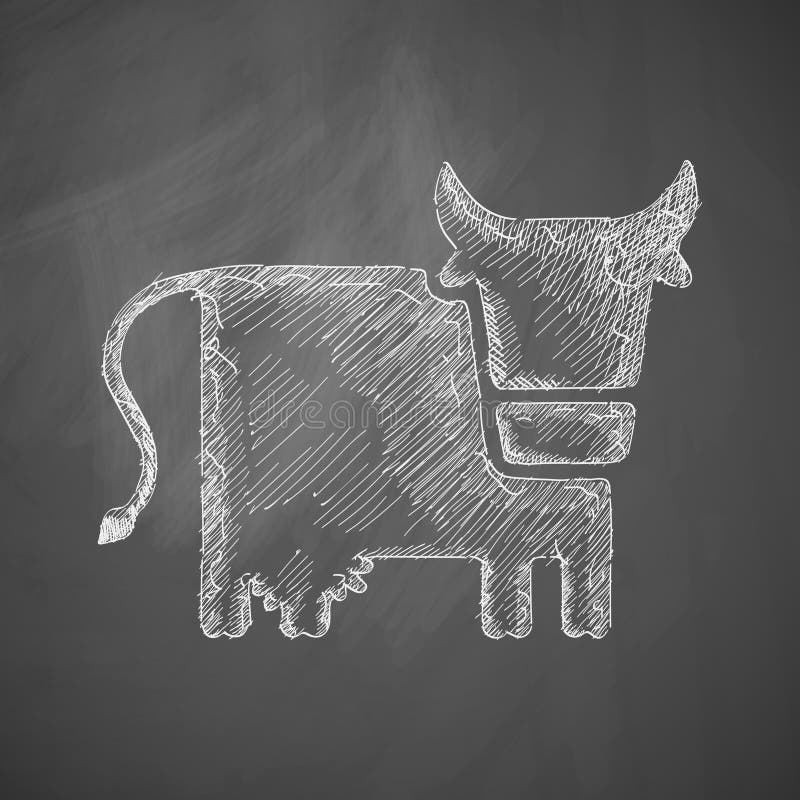 Cow icon stock vector. Illustration of blackboard, hand - 51254881