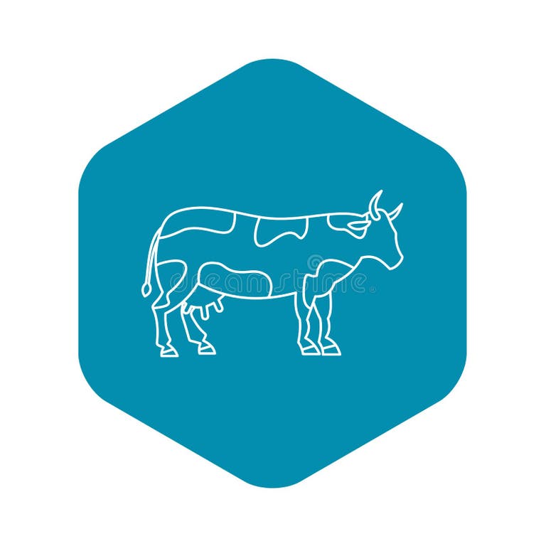 Cow icon, outline style stock vector. Illustration of livestock - 141936932
