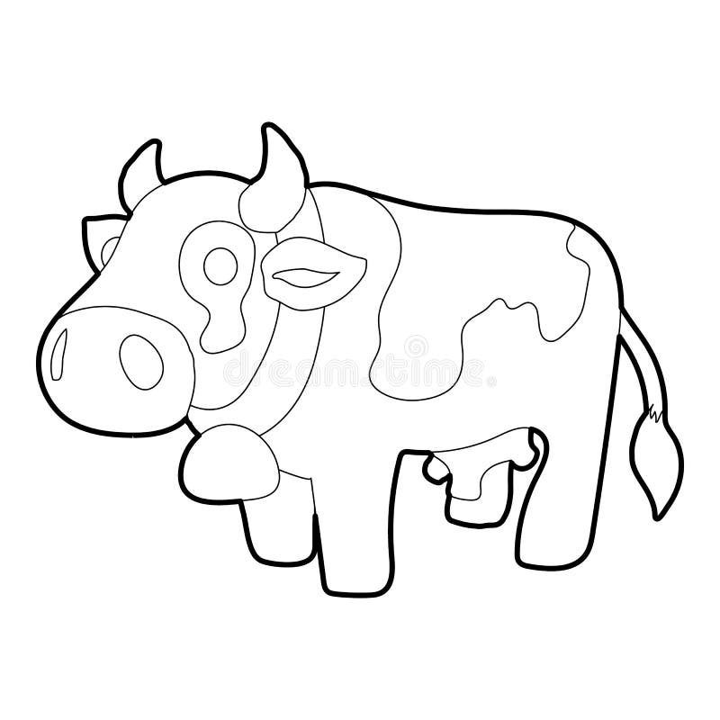 Cow icon, outline style stock illustration. Illustration of domestic ...