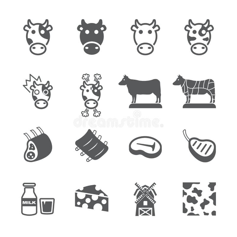 Cow icon set stock vector. Illustration of icon, pattern - 111021766