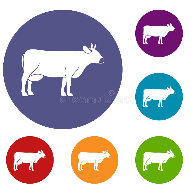 Cow icons set stock vector. Illustration of beef, muzzle - 96493132