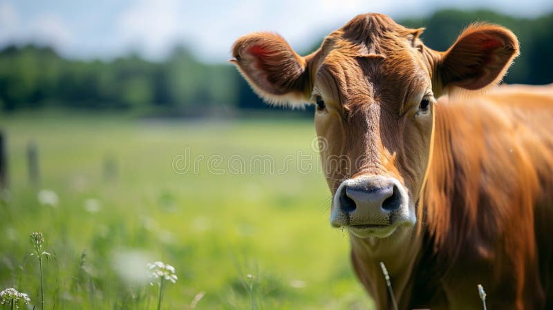 Cow Isolated, Calf Face , Selective Focus. Generative Ai Stock Photo ...