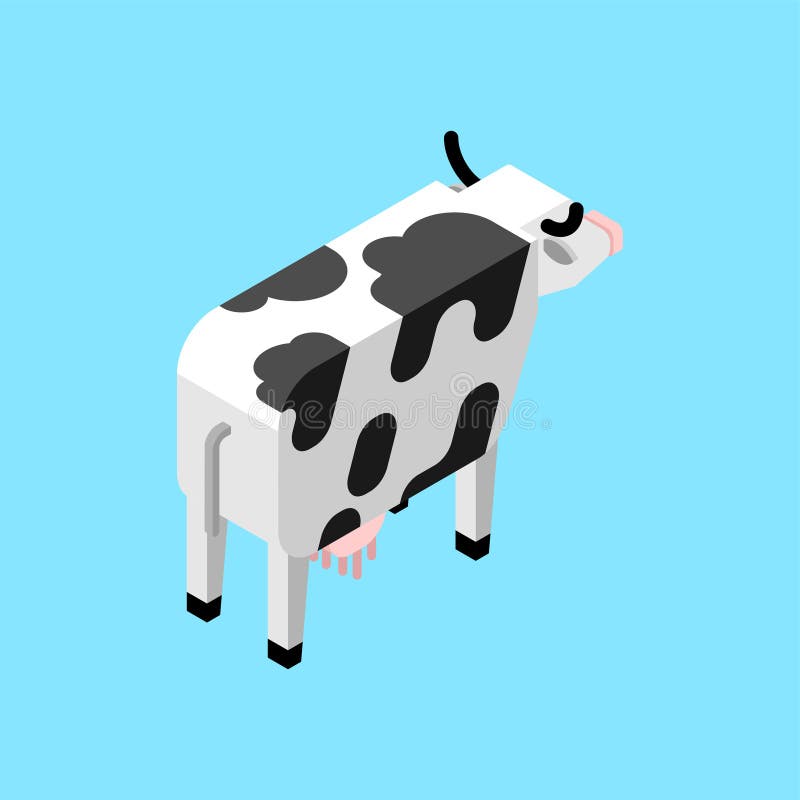 Cow Isometric Isolated. Cow Farm Animal Stock Vector - Illustration of ...