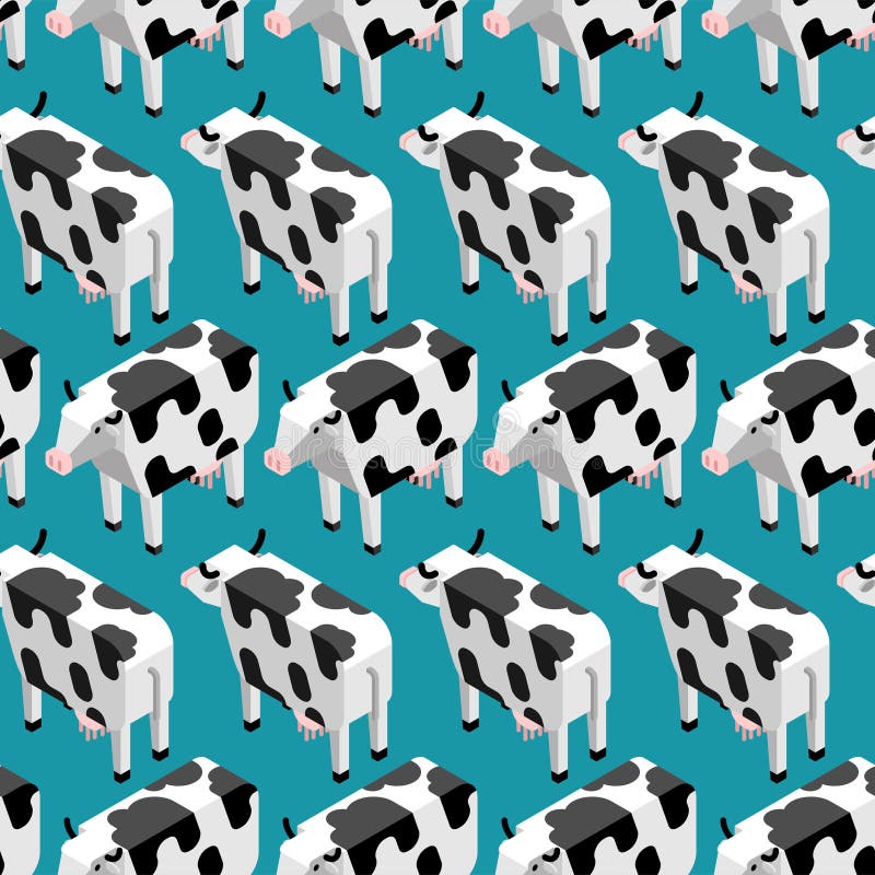 Cow Isometry Pattern Seamless. Cow Farm Animal Background Stock Vector ...