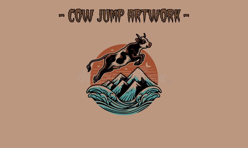 Cow Jump in Mountain Vector Mascot Design Stock Vector - Illustration ...