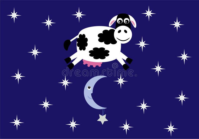The Cow Jumped Over the Moon Stock Vector - Illustration of moon ...