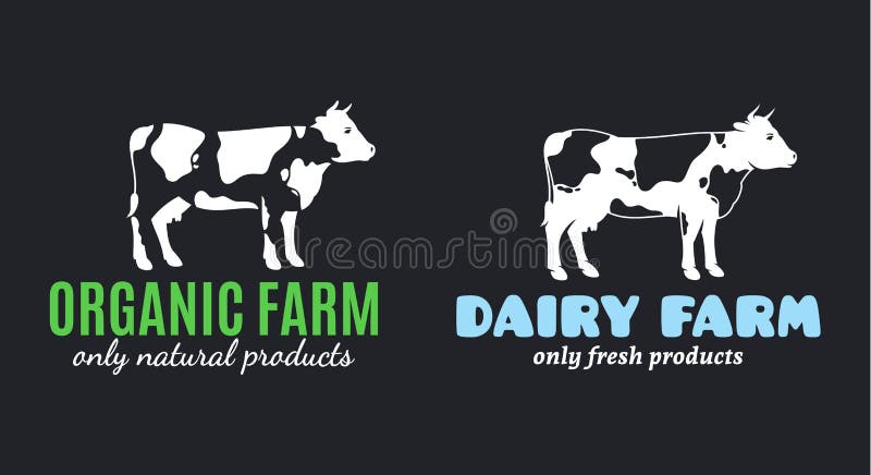 Cow Label Templates for Diary and Meat Products Stock Vector ...