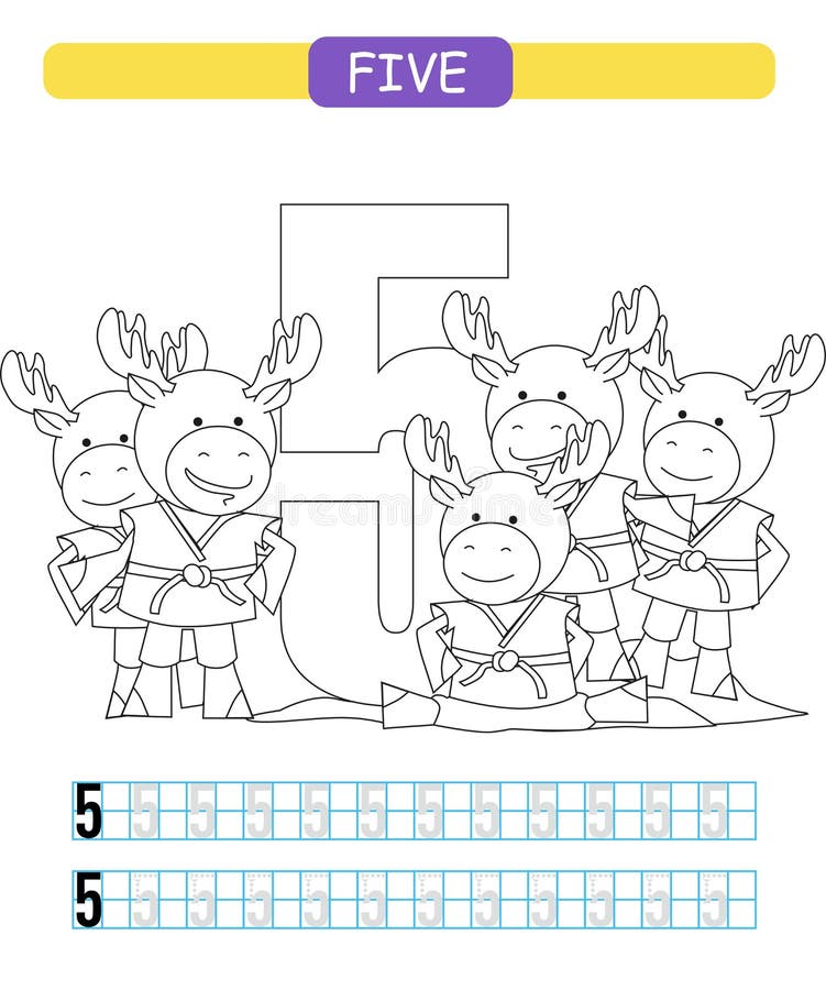 Number Five Kids Coloring Page Stock Illustration - Illustration of ...