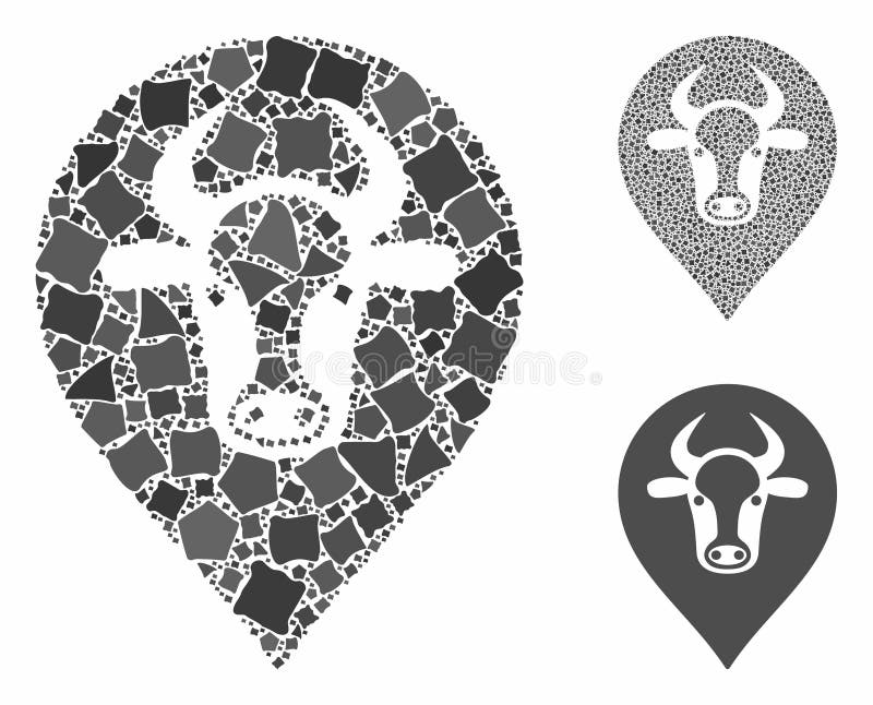 Cow Map Marker Composition Icon of Rough Items Stock Illustration ...