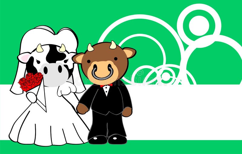 Cow Married Cartoon Background Stock Vector - Illustration of dress ...