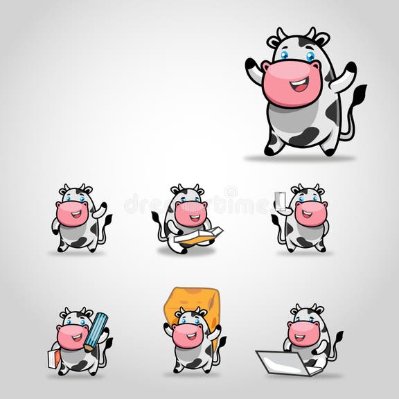 Expressions Cow Mascot Vector Pack Stock Illustrations – 8 Expressions ...